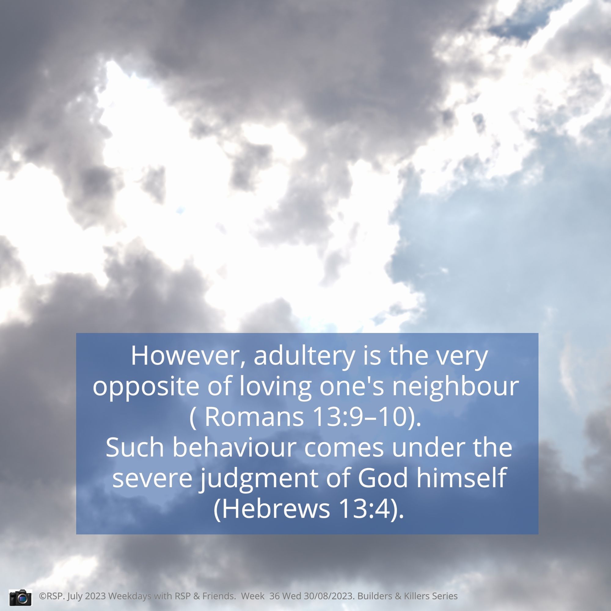 QT: Builders & Killers Series. Day 02: Numbness Against Killer Adultery ...